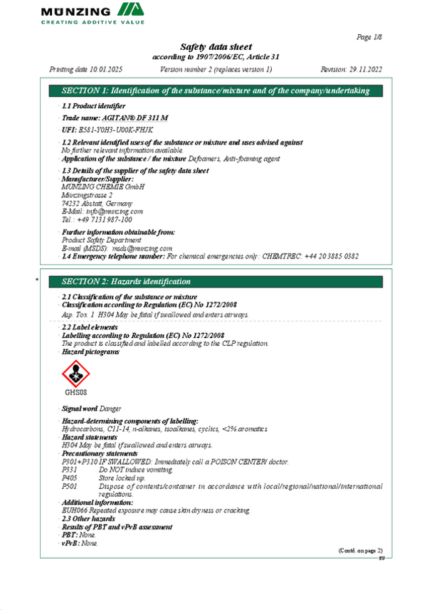 AGITAN® DF 311 M | Münzing Chemie