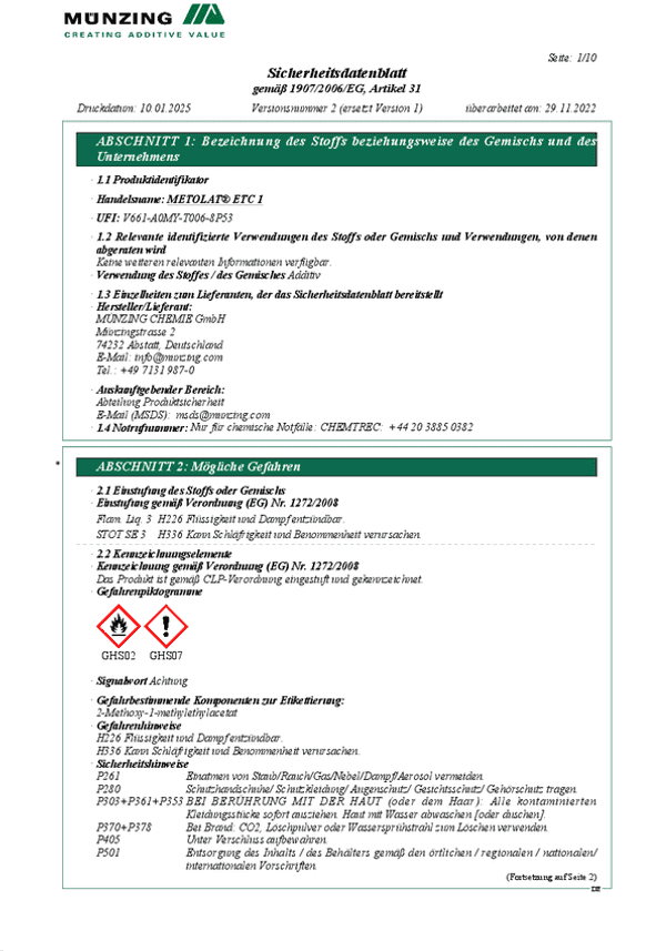 METOLAT® ETC 1 | Münzing Chemie