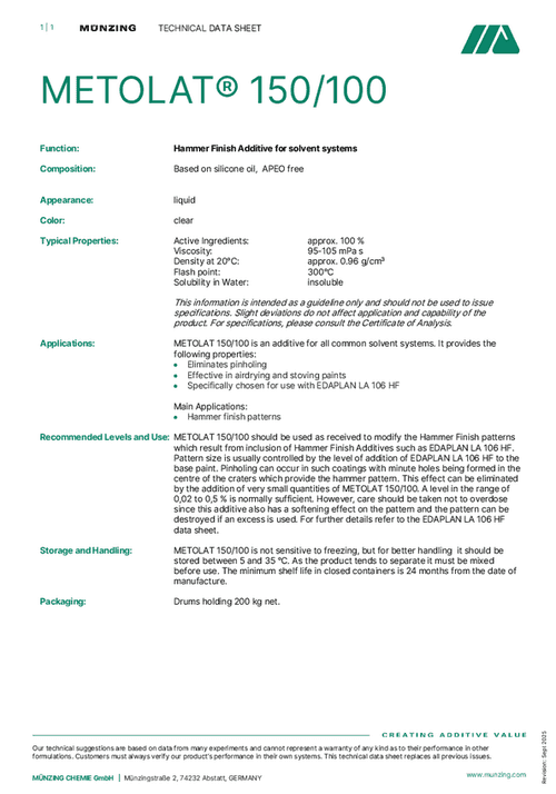METOLAT® 150/100 | Münzing Chemie