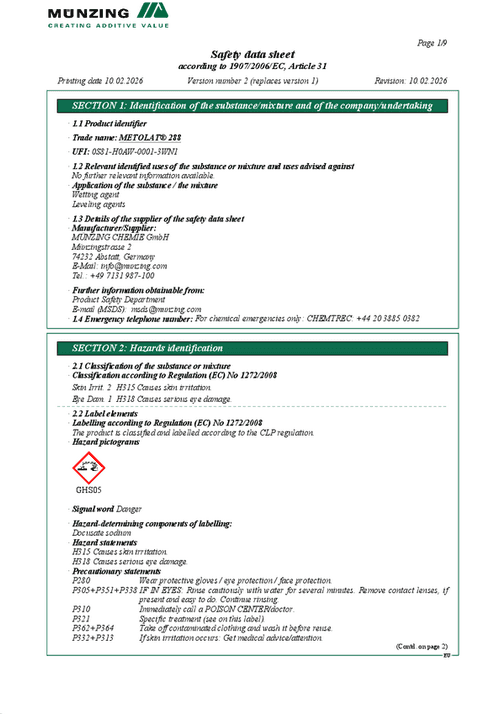 METOLAT® 288 | Münzing Chemie