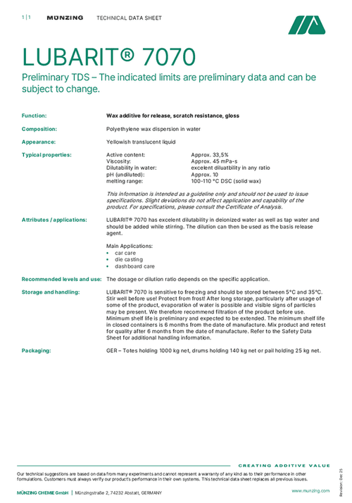 LUBARIT® 7070 | Münzing Chemie