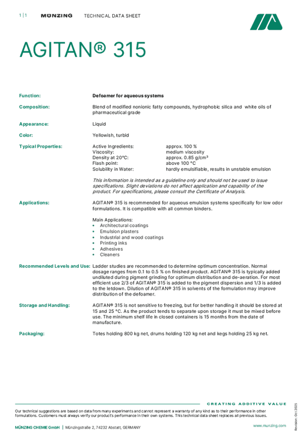 AGITAN® 315 | Münzing Chemie
