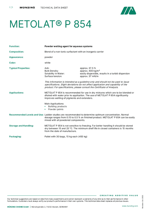METOLAT® P 854 | Münzing Chemie