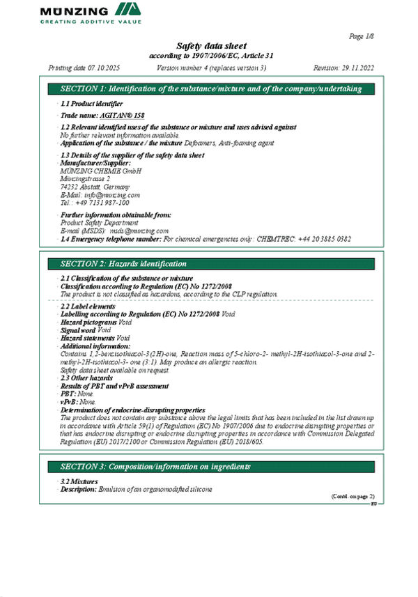 AGITAN® 158 | Münzing Chemie