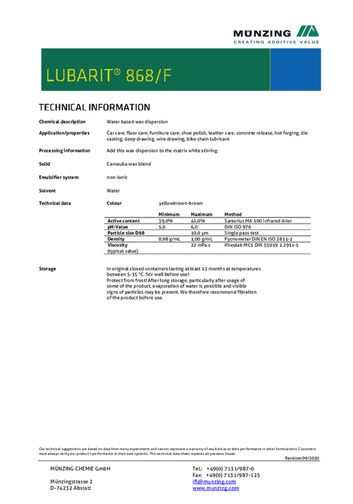 LUBARIT® 868/F | Münzing Chemie