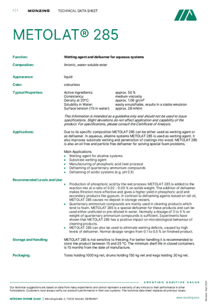 METOLAT® 285 | Münzing Chemie