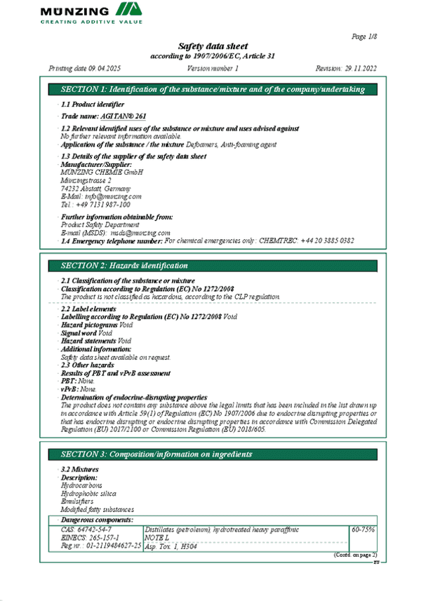 AGITAN® 261 | Münzing Chemie
