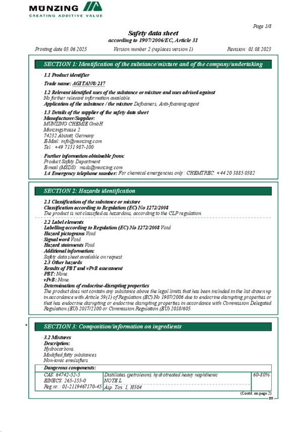 AGITAN® 217 | Münzing Chemie