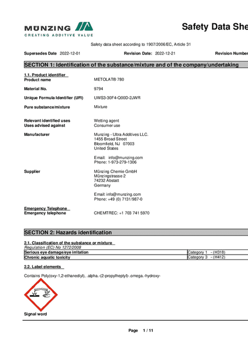 METOLAT® 780 | Münzing Chemie