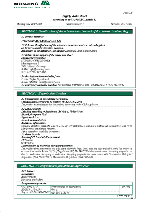 AGITAN® DF 6575 GM | Münzing Chemie