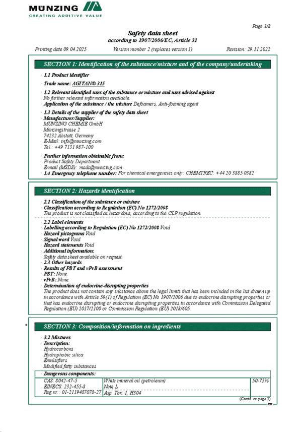 AGITAN® 315 | Münzing Chemie