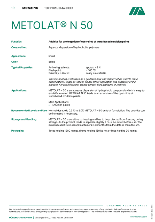METOLAT® N 50 | Münzing Chemie