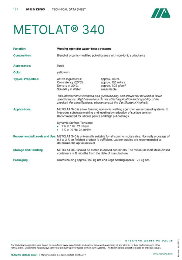METOLAT® 340 | Münzing Chemie