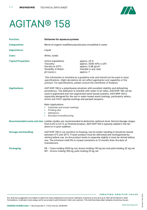 AGITAN® 158 | Münzing Chemie