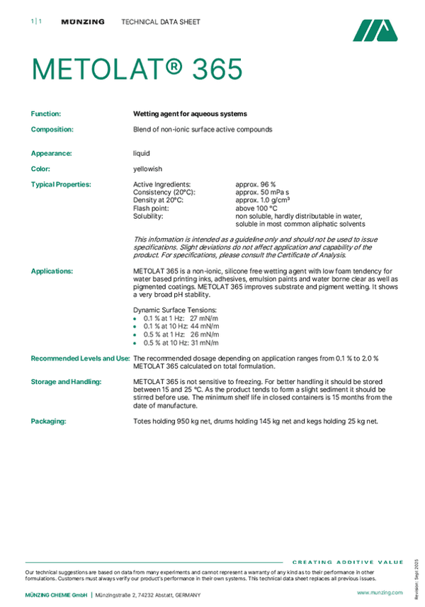 METOLAT® 365 | Münzing Chemie