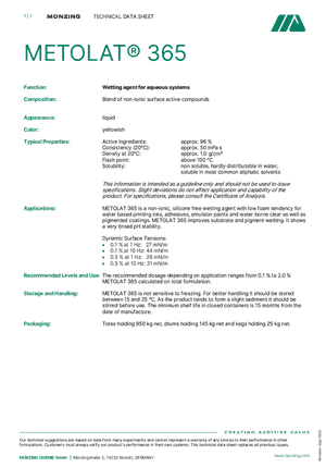 METOLAT® 365 | Münzing Chemie