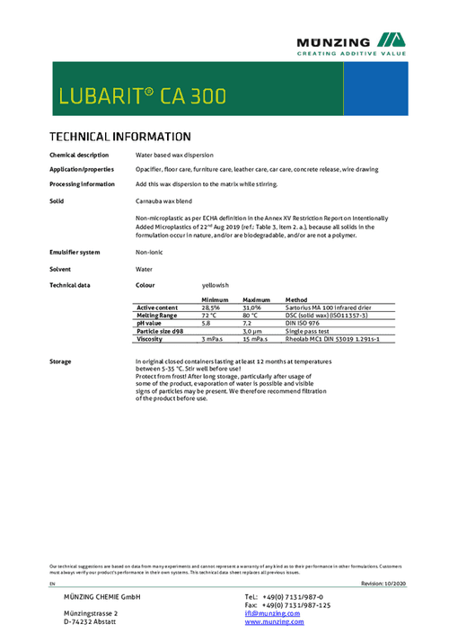 LUBARIT® CA 300 | Münzing Chemie
