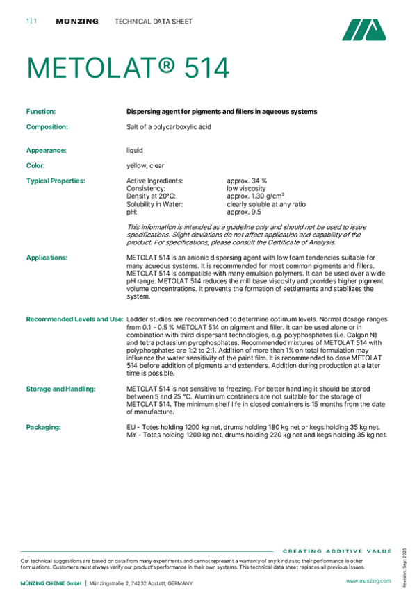 METOLAT® 514 | Münzing Chemie